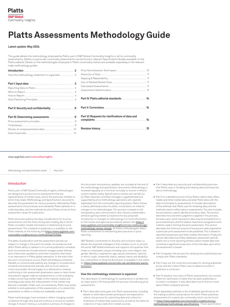 Platts Assessments Methodology Guide | PDF | Market (Economics ...