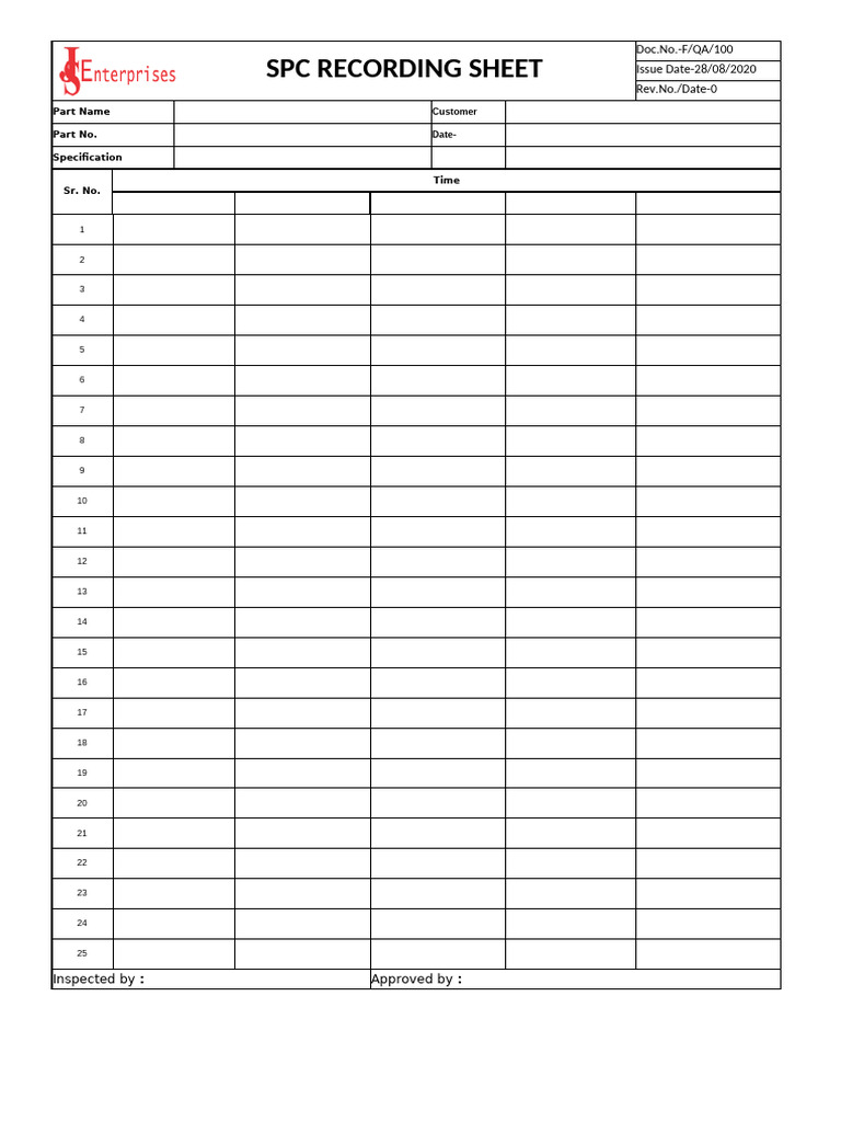 SPC Recording Sheet | PDF