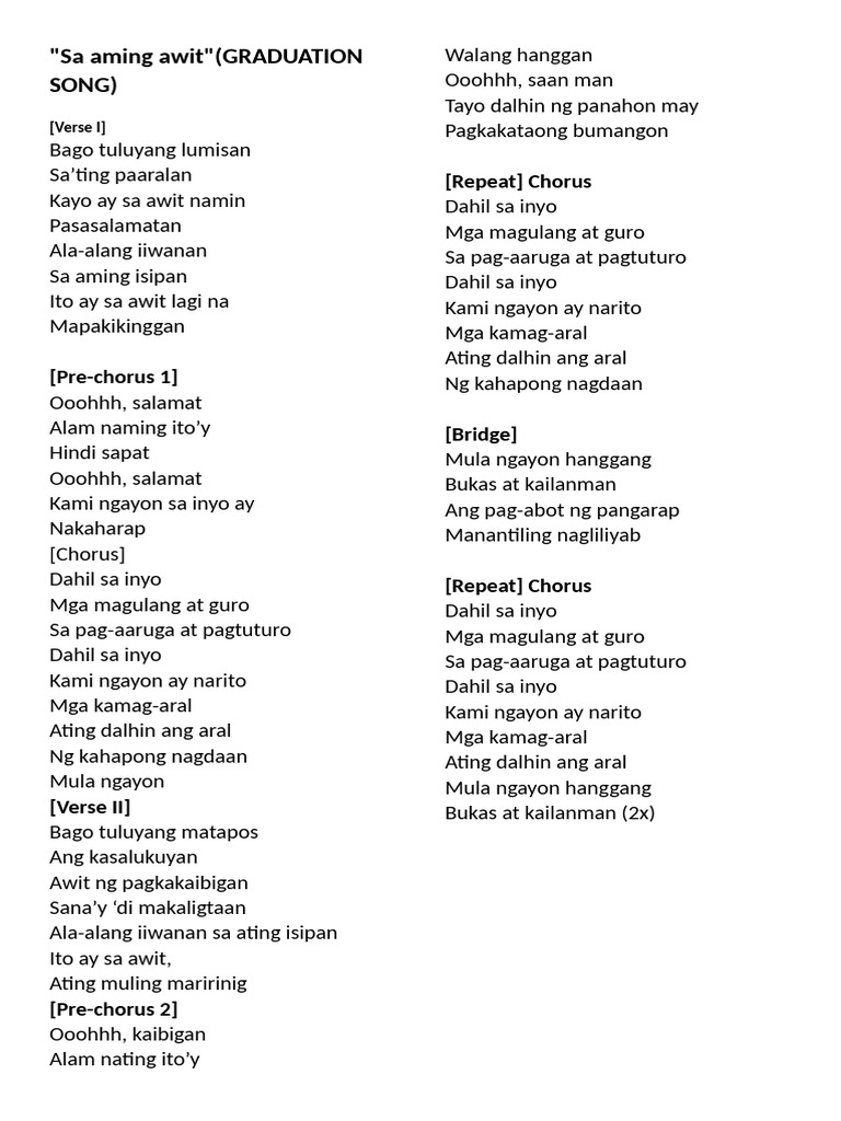 Our Farewell Song | PDF