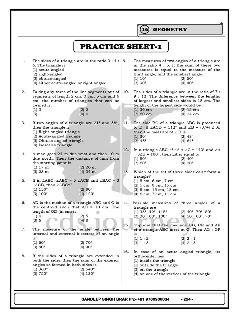 Ch-16 GEOMETRY | PDF | Circle | Triangle