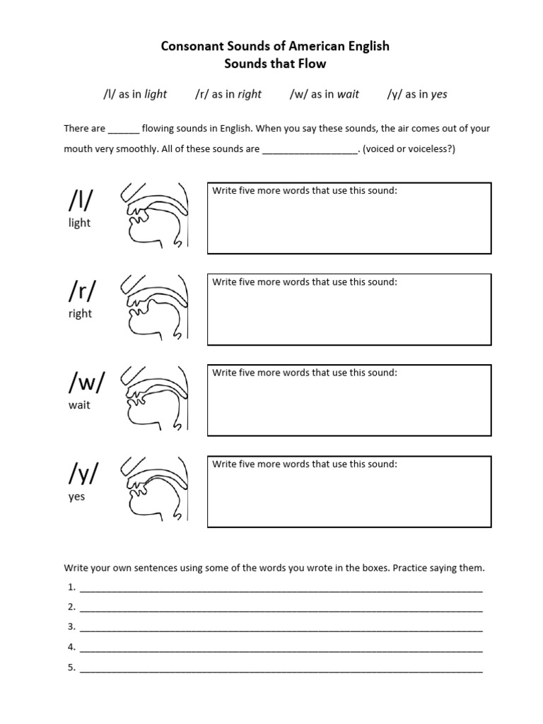 Consonant Sounds That Flow Handout Pdf