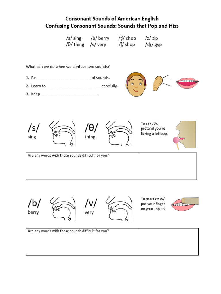 Confusing Consonant Pairs 1 Handout | PDF