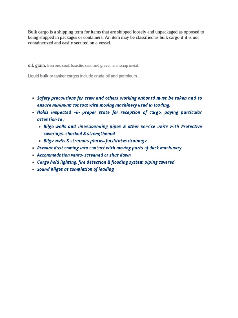 Bulk Cargo Is A Shipping Term For Items That Are Shipped Loosely and ...