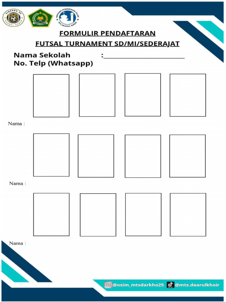 Formulir Pendaftaran Futsal Tournament | PDF