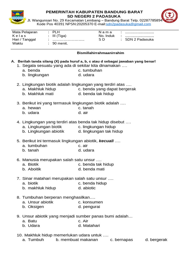 4. MASTER SOAL PLH | PDF