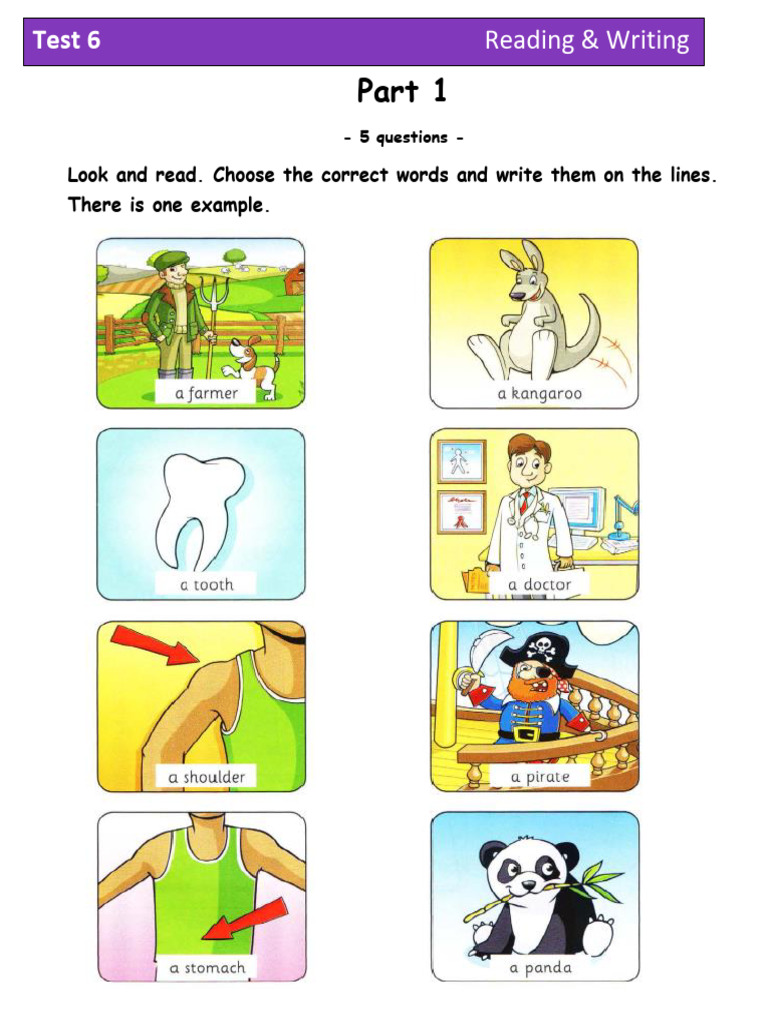 Test 7 - Movers - Reading & Writing | PDF