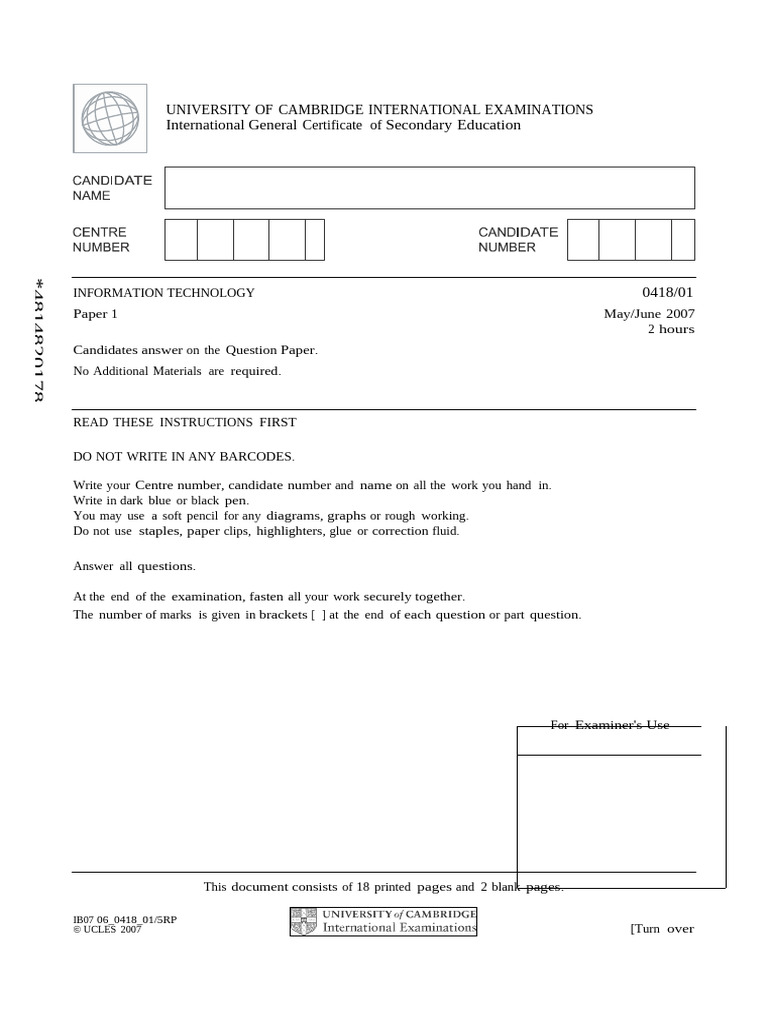 University of Cambridge International Examinations International General Certificate of ...