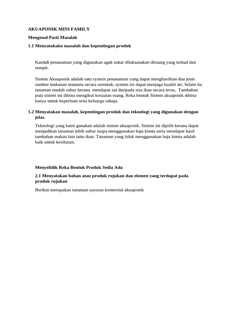 Akuaponik Mini Family | PDF