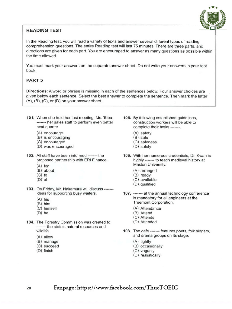 ThucTOEIC Facebook Fanpage Links | PDF