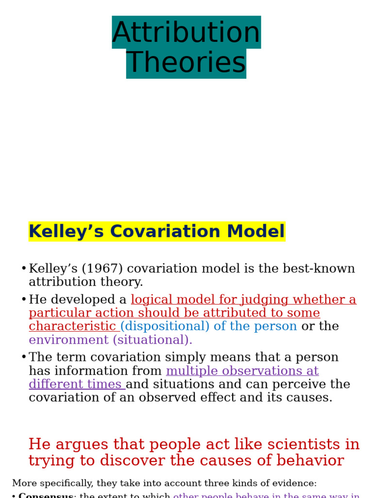 Attribution Theory 1 Kelly Model | PDF | Psychological Theories ...
