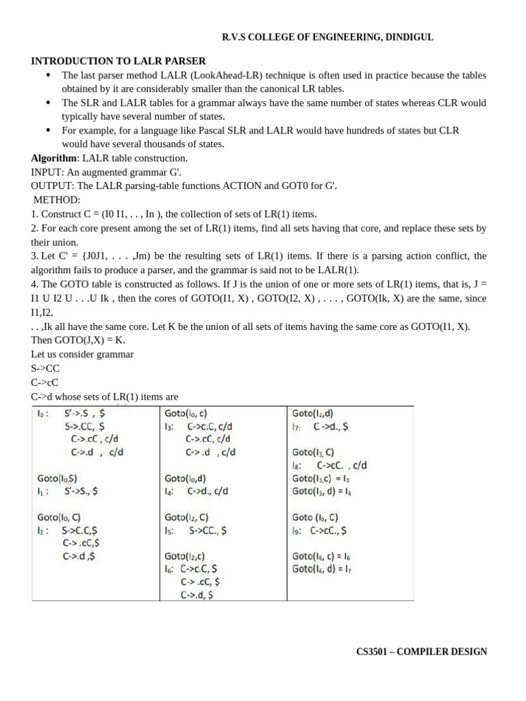 Introduction To Lalr Parser, Error Handler and Recovery in Syntax Analyzer | PDF | Parsing | Syntax