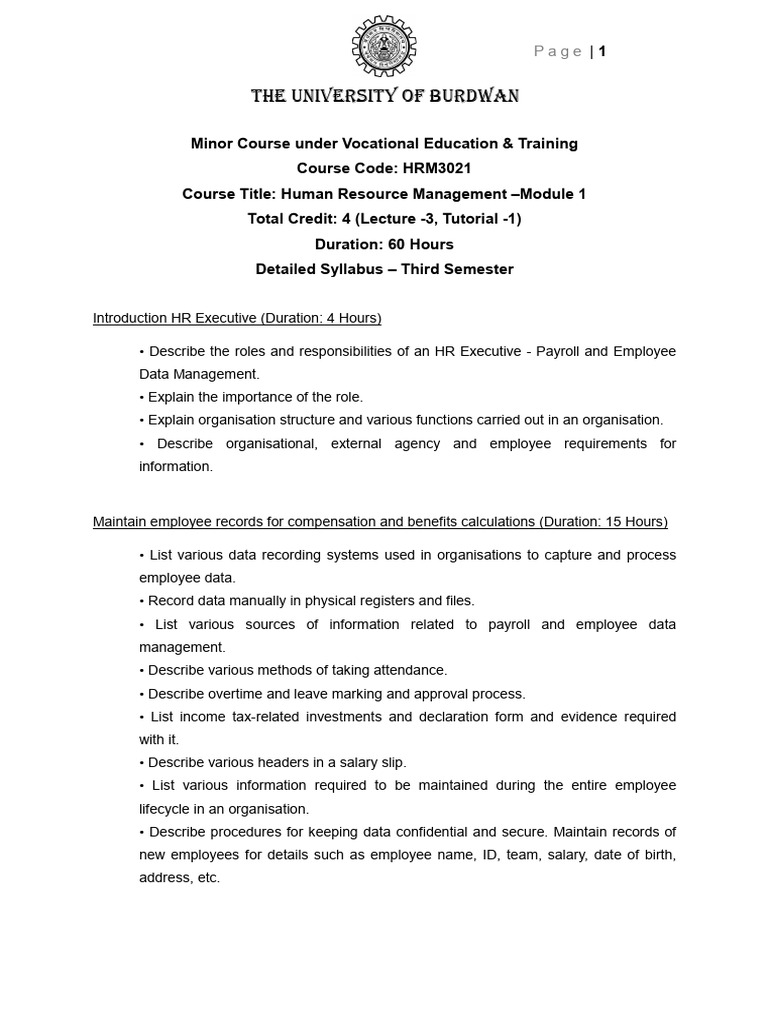 Syllabus Voc Minor Nep2023-2024 | PDF | Payroll | Salary