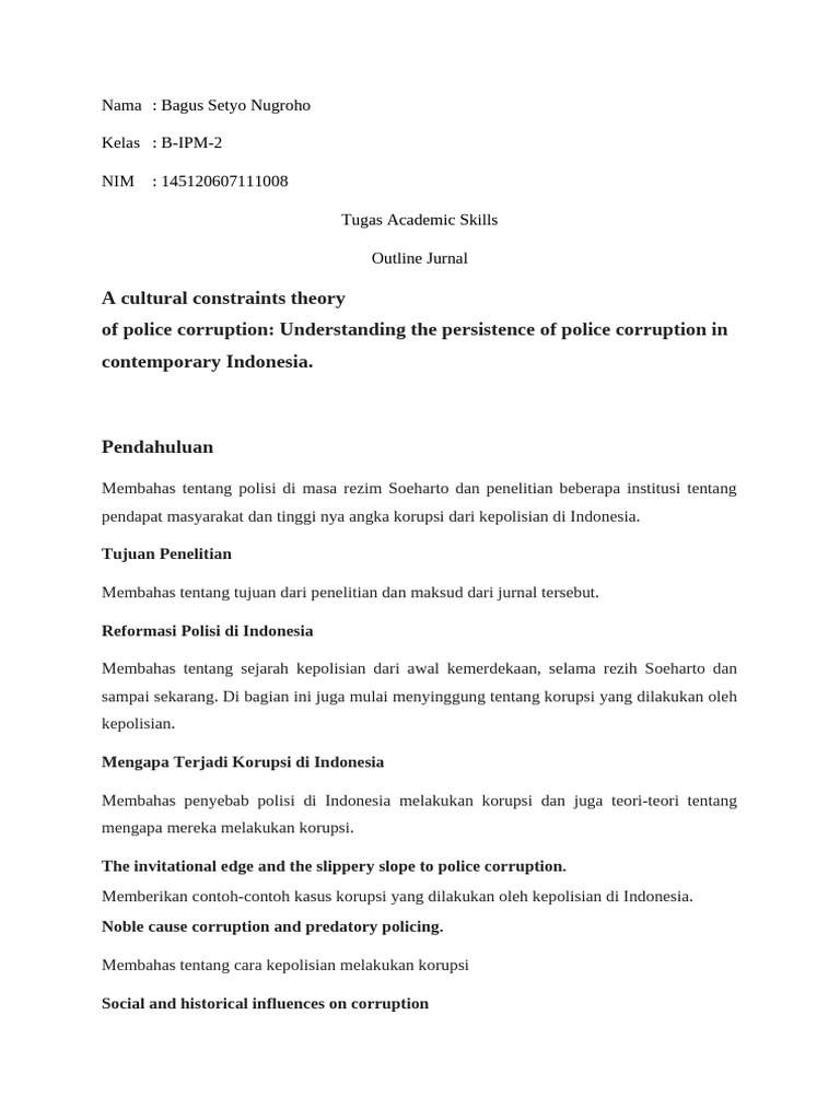 Bagus Setyo Nugroho Outline Jurnal | PDF