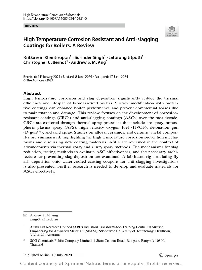 High Temperature Corrosion Resistant and Anti-Slag | PDF | Corrosion ...