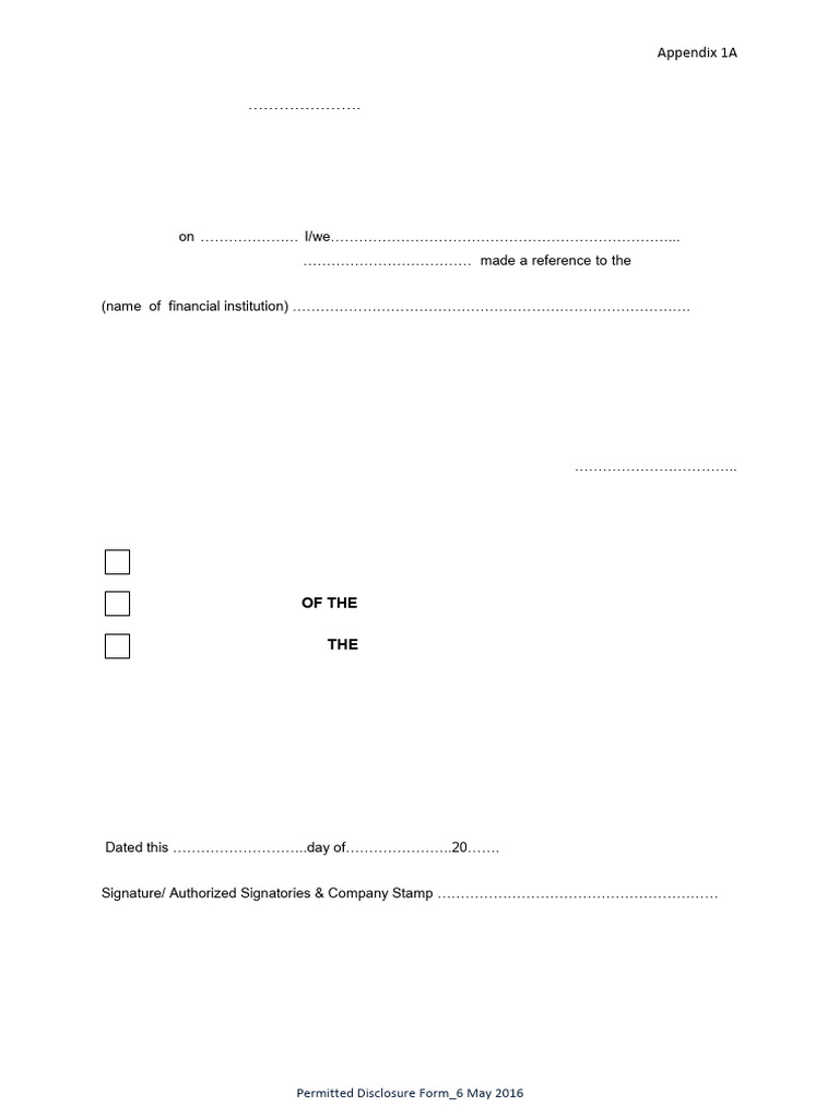 OFS Permitted Disclosure Form Sub134 | PDF | Islamic Banking And ...
