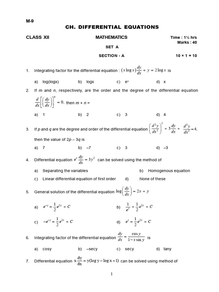 Differential Equation | PDF | Equations | Differential Equations