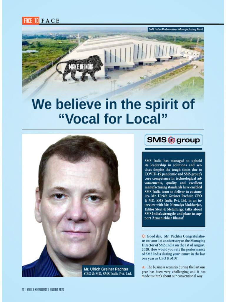 Interview of Mr. Greiner in Steel & Metallurgy_Aug 2020 | PDF