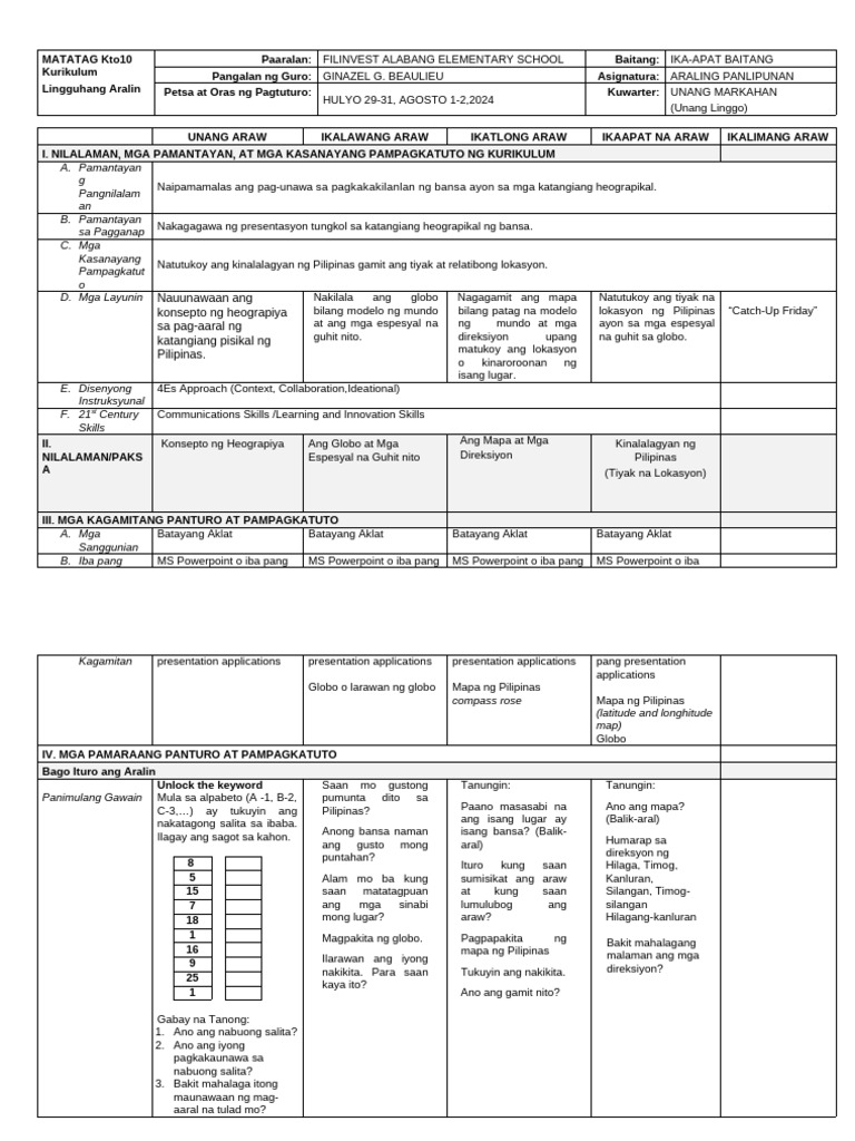 LE_AP 4_Q1_Week1 | PDF