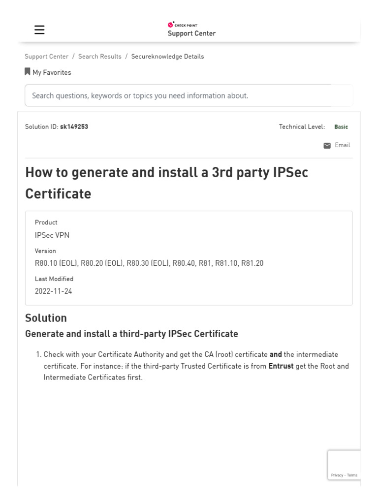 How To Generate and Install A 3rd Party IPSec Certificate | PDF ...