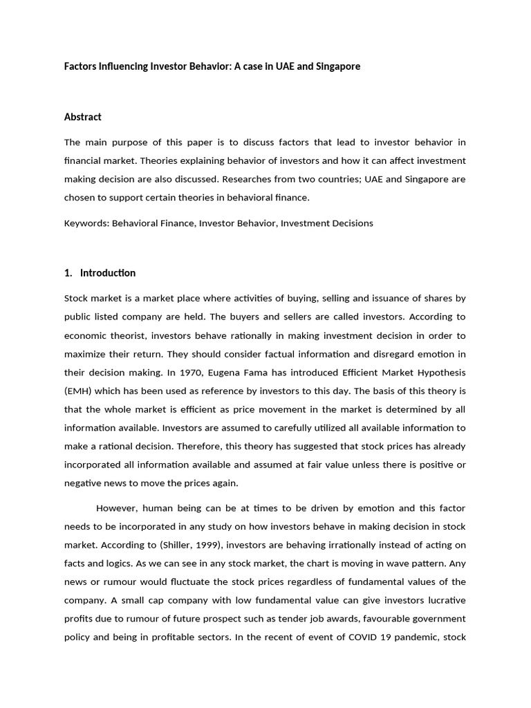 Factors Influencing Investor Behavior in Stock Market - Conceptual1 ...