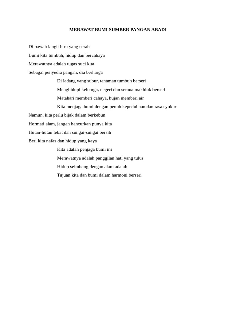 Merawat Bumi Sumber Pangan Abadi | PDF