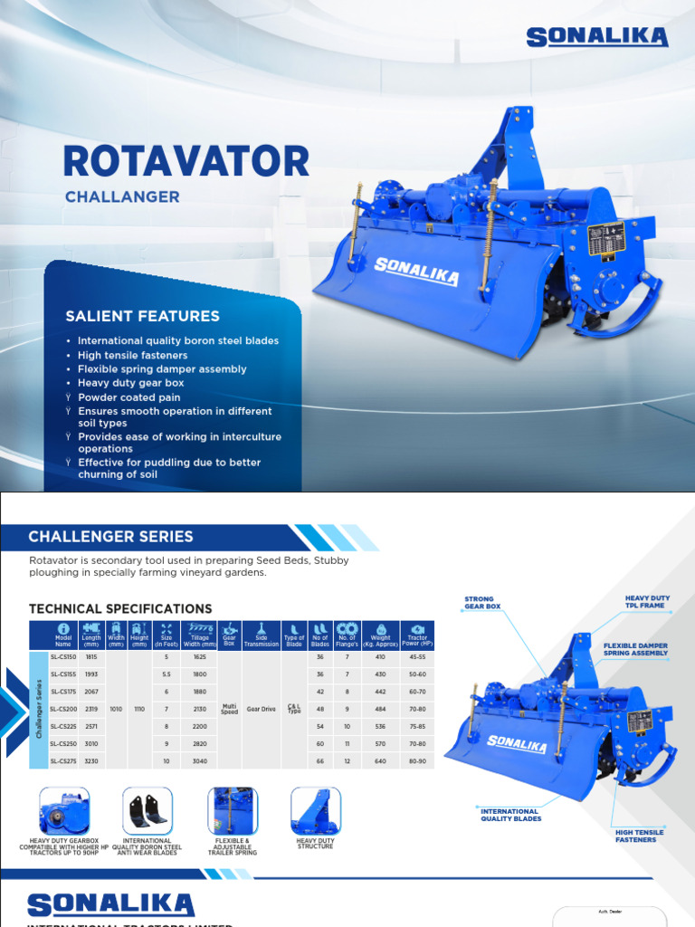 High-Quality Rotavator Features & Specs | PDF | Tractor | Land Vehicles