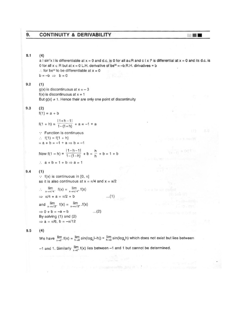 Continuity Derivability | PDF