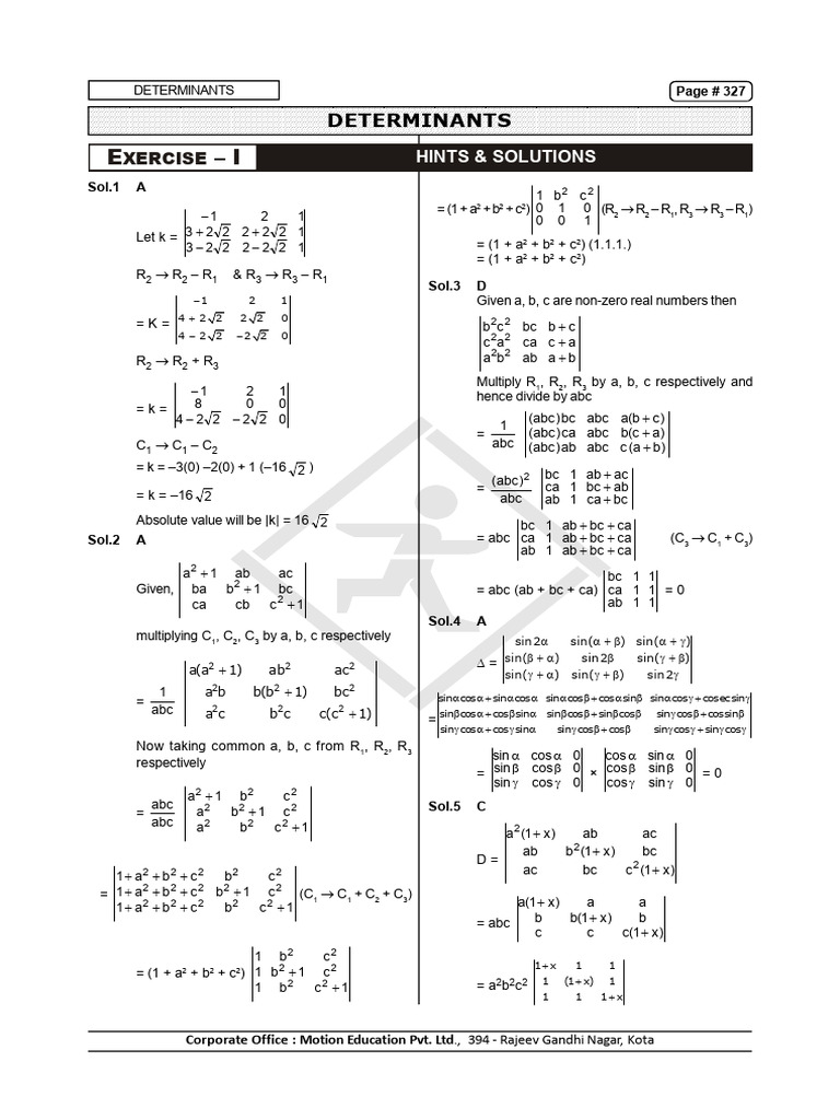 Determinant-Solution JEE @Gb Sir | PDF
