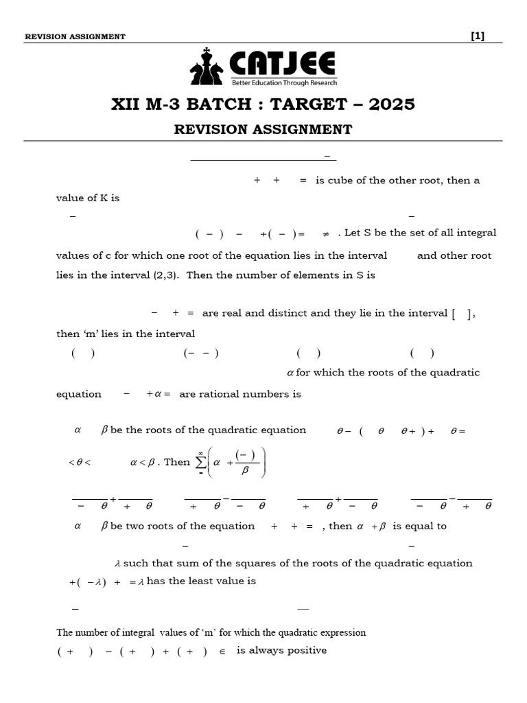 Revision Assignment - 1 (QE, SS and Compound Angle) | PDF ...