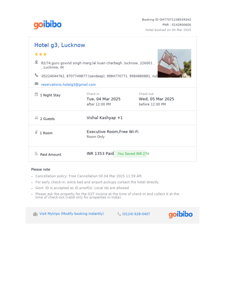 Booking Confirmation Voucher | PDF