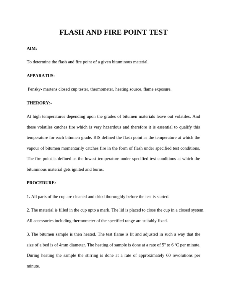 Flash and Fire Point Testing of Bitumen | PDF