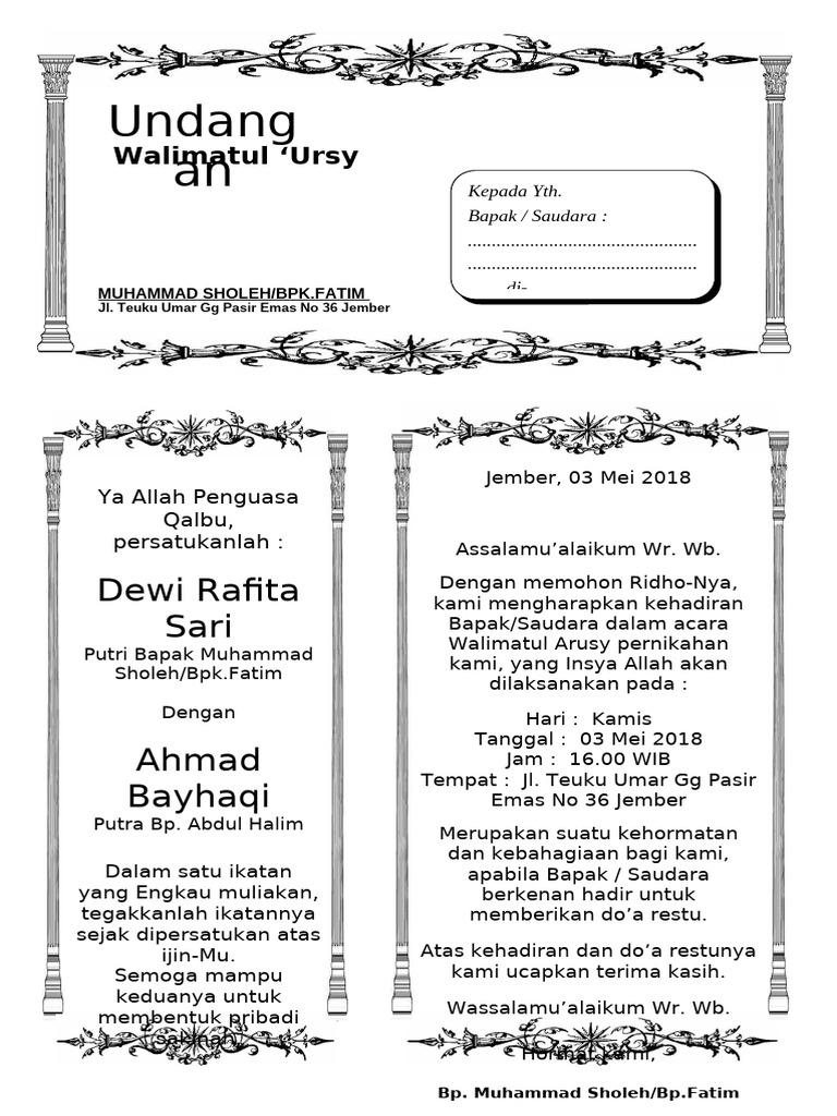 Undangan Walimatul Ursy Yang Bisa Di Edit Format Word Doc011 - (By Enkosa - Com) | PDF