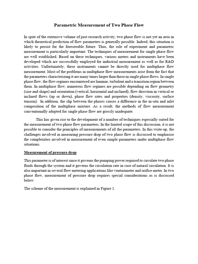 Parametric Measurement of Two Phase Flow | PDF | Pressure Measurement ...