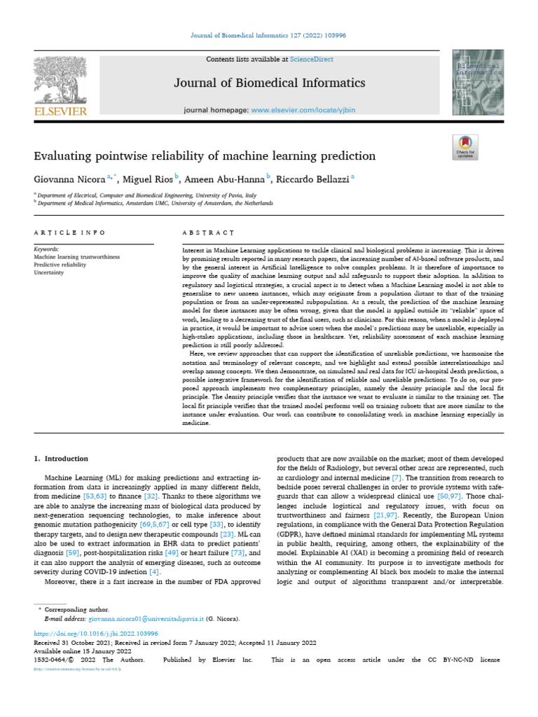 20250210_01_Evaluating Pointwise Reliability of Machine Learning Prediction | PDF | Statistical ...