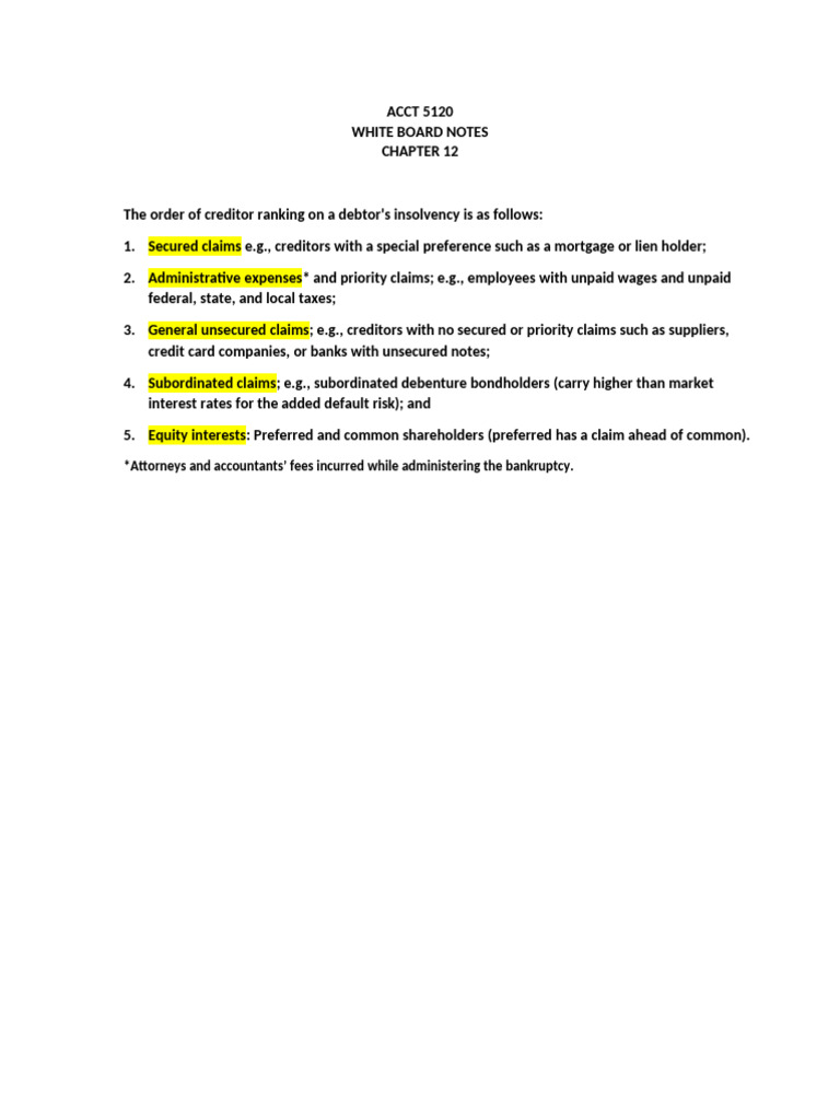 Ch. 12 White Board Notes Claims | PDF