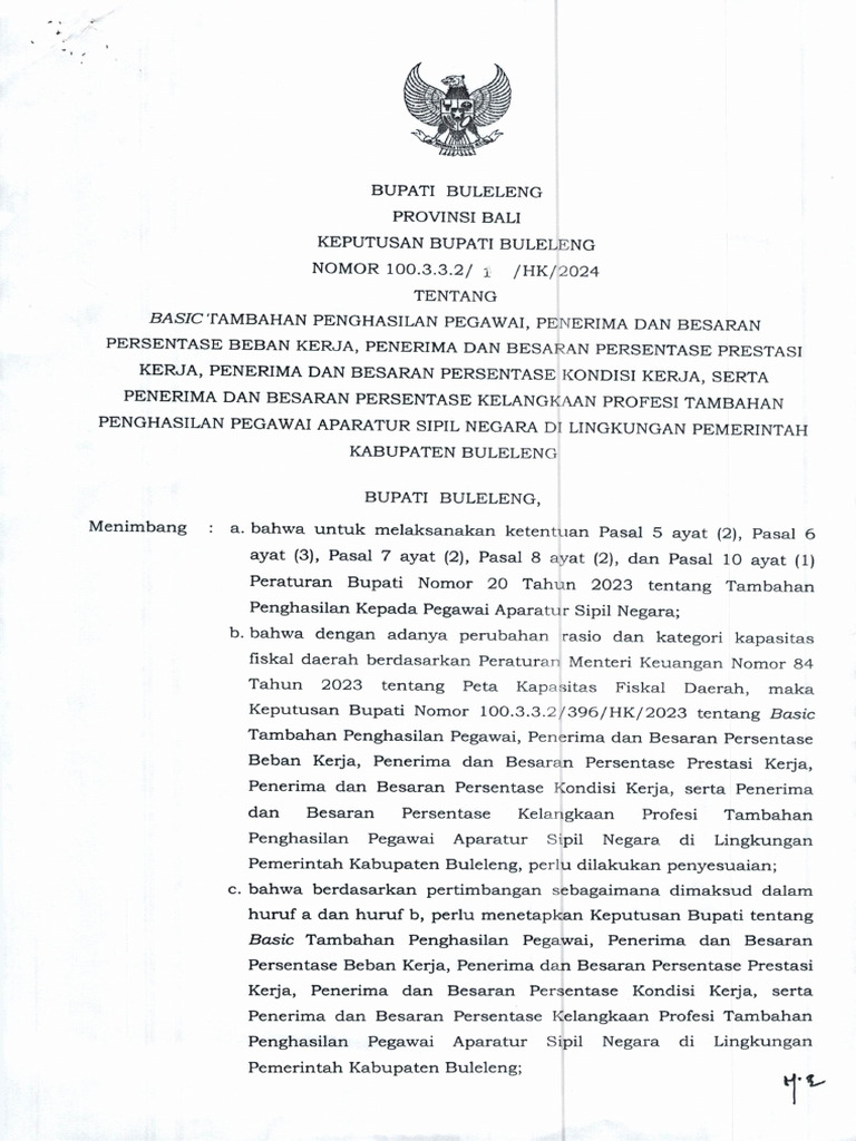 Salinan SK Besaran TPP 2024 | PDF