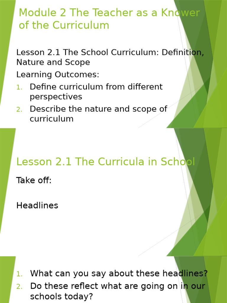 Chapter 1 Module 2 Lesson 2.1 The School Curriculum | PDF | Curriculum ...