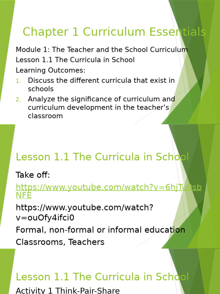 Chapter 1 Curriculum Essentials | PDF | Curriculum | Educational Assessment