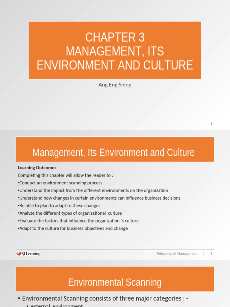 Chapter 3 - Management, Its Environment and Cultures | PDF | Organizational Culture | Economies