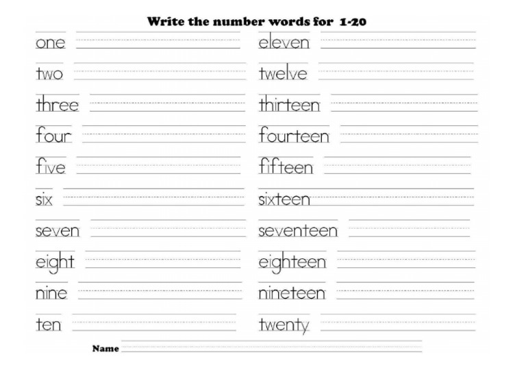 Write Numbers 1 To 20 in Words | PDF
