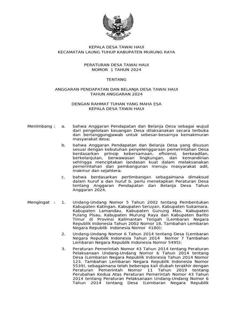 02. Format Perdes APBDesa_TH_2024 | PDF