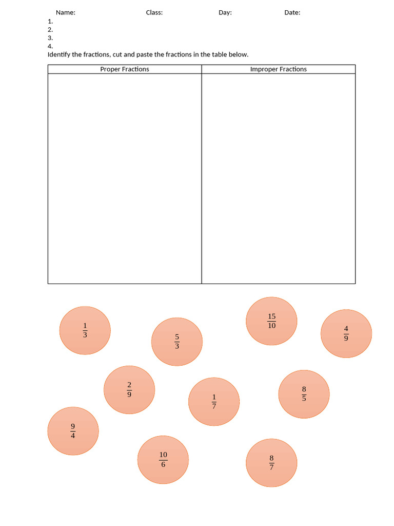 Understanding Fractions Worksheet | PDF