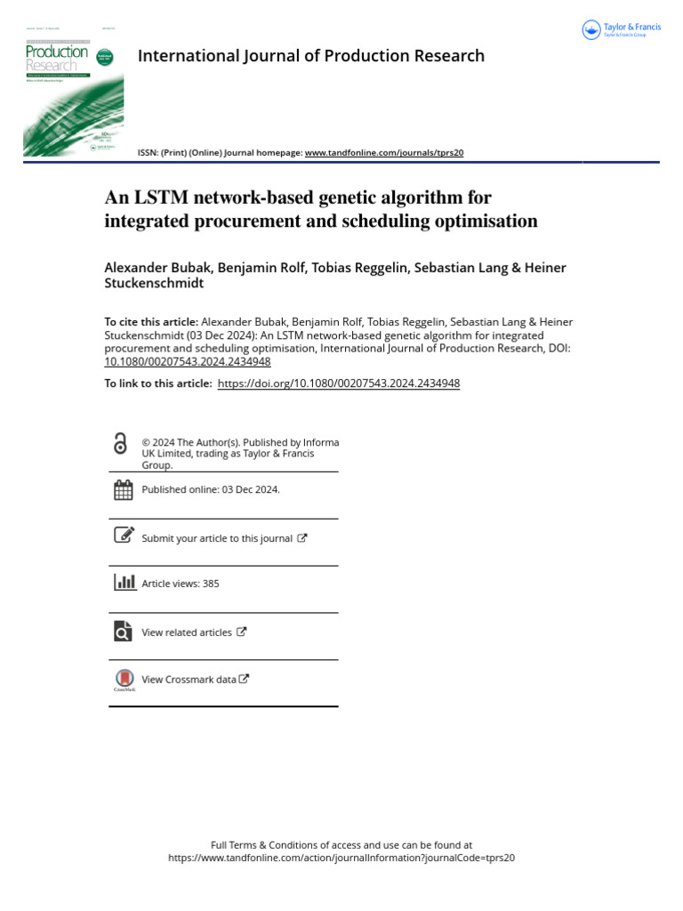 An LSTM network-based genetic algorithm for integrated procurement and ... An LSTM network-based genetic algorithm for integrated procurement and ...