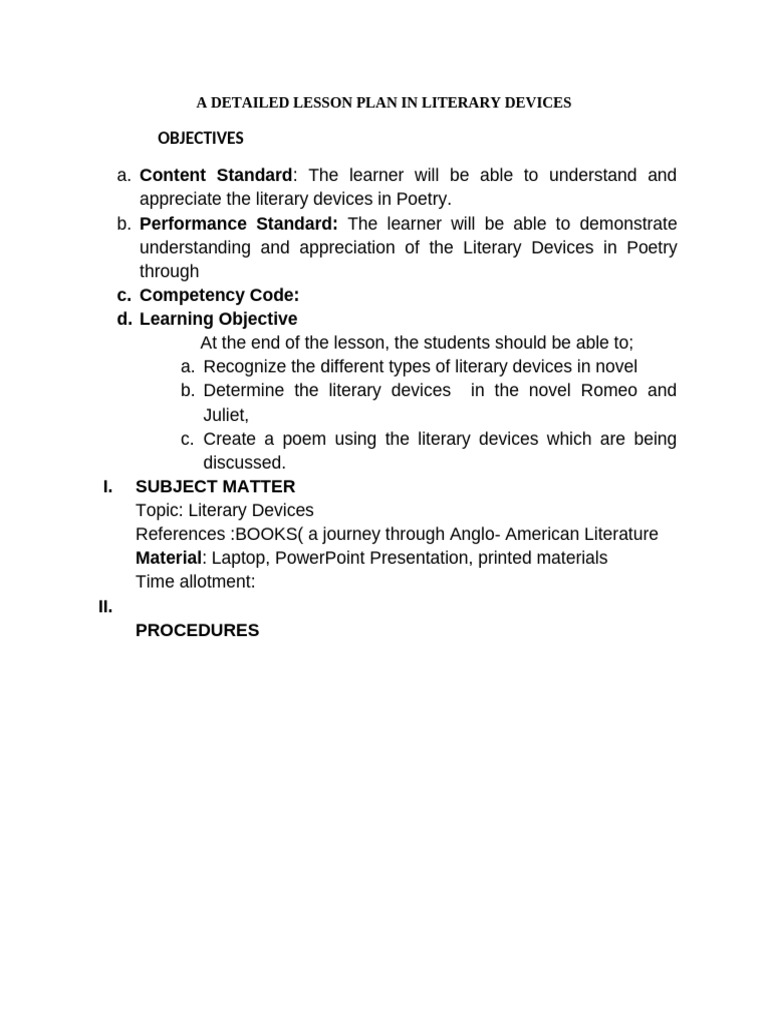 A-DETAILED-LESSON-PLAN-IN-LITERARY-DEVICES-IN-POETRY | PDF | Lesson ...