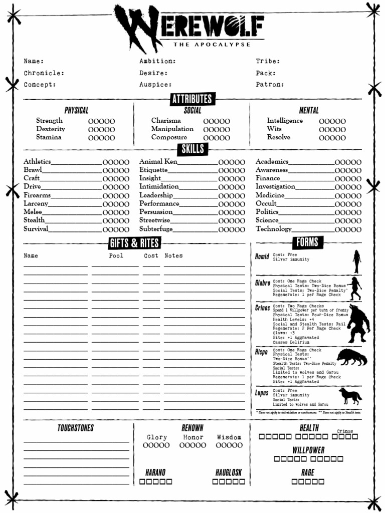 Werewolf 5thedition 4-Page v2 Caren Pack Interactive | PDF | Role ...