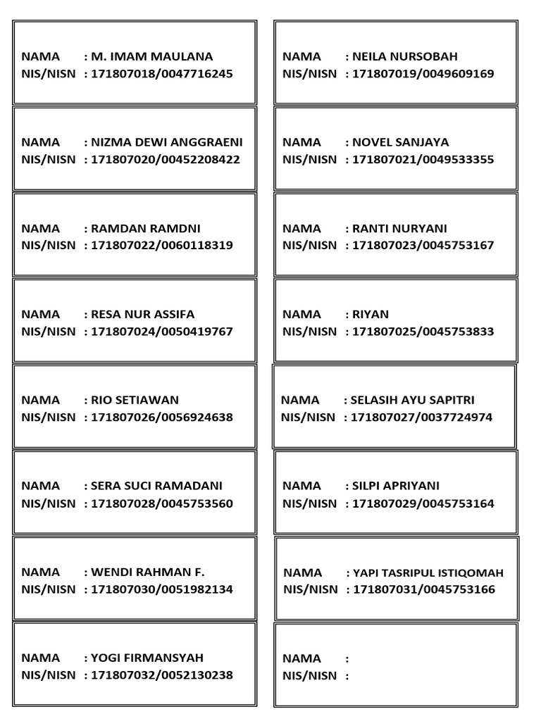 Label Nama PDF Free | PDF