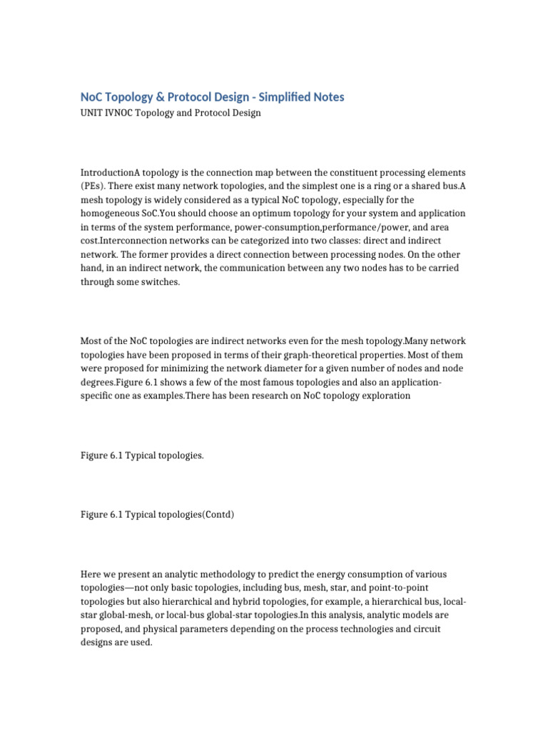 NoC Topology Protocol Design Notes | PDF | Network Topology | Osi Model