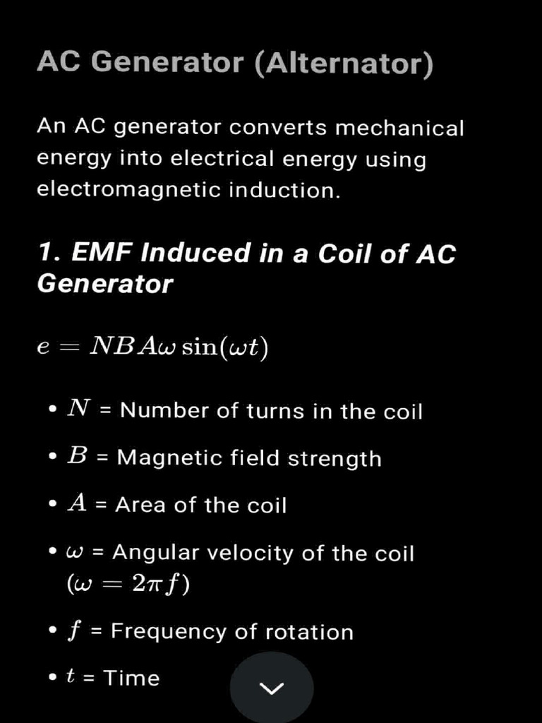 AC Generator and Transformer Formulas | PDF