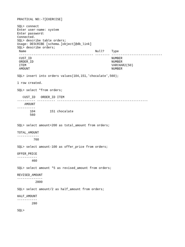 Practical No-7 (Exercise) | PDF