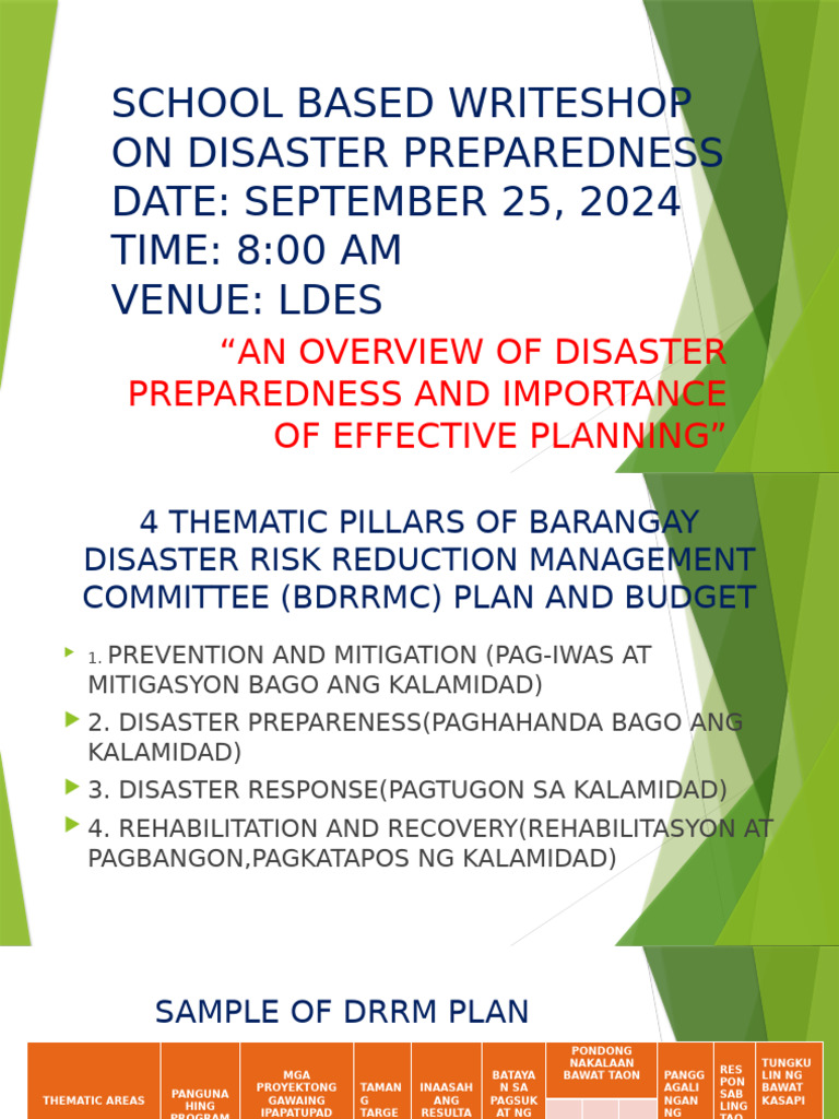 School Based Writeshop On Disaster Preparedness | PDF